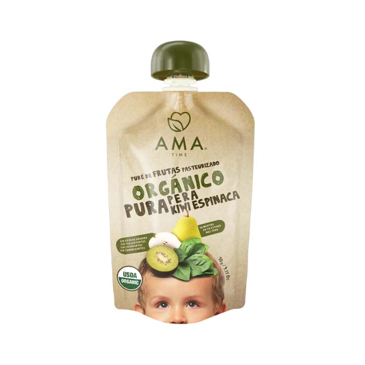 Puré Pera Kiwi Espinaca Orgánico Ama 90 gr – Mi tienda